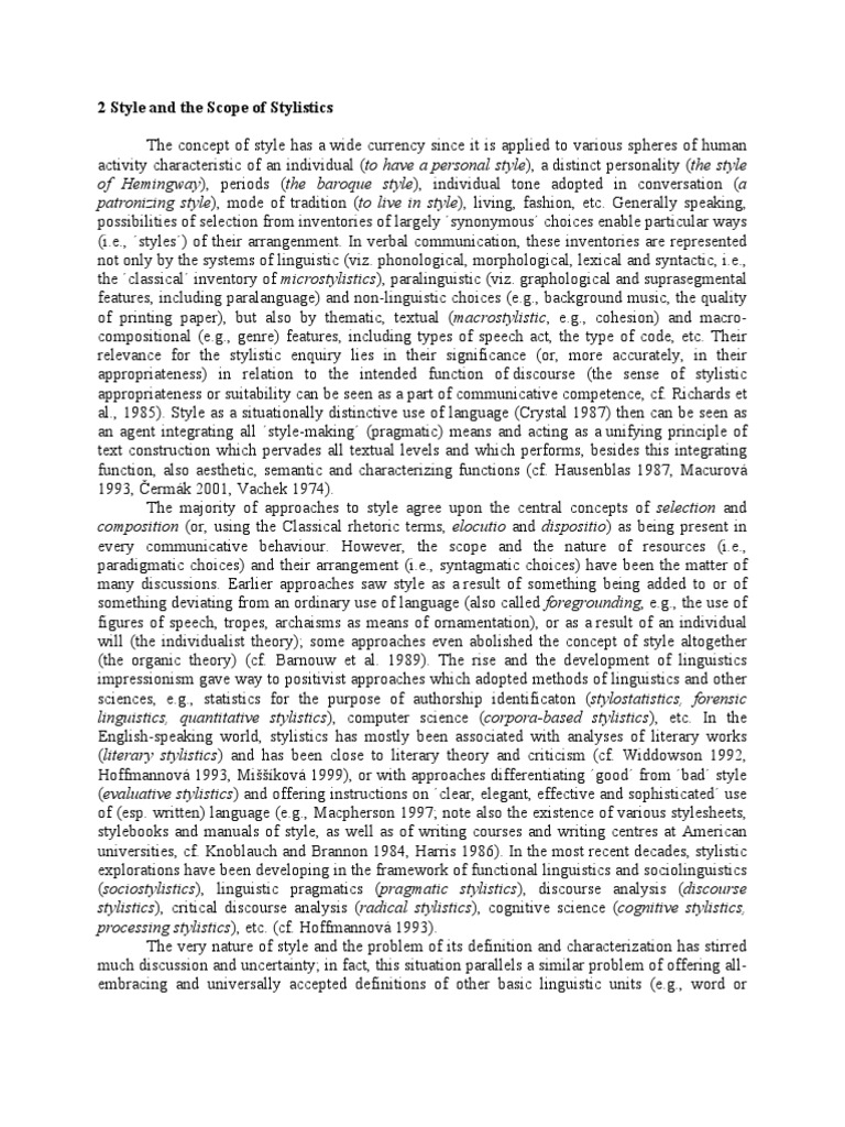 2 Style and The Scope of Stylistics | PDF | Linguistics | Analysis