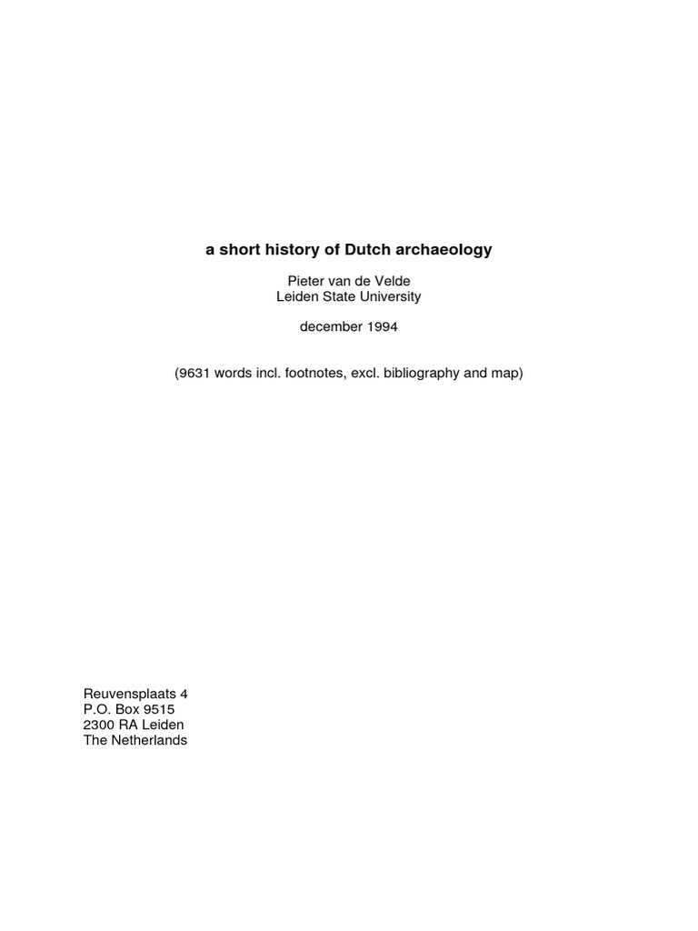 Dutch Archaeology History Overview | PDF | Archaeology