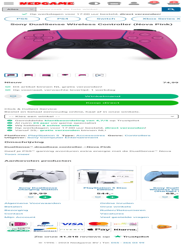 Nedgame Gameshop Sony DualSense Wireless Controller (Nova Pink ...