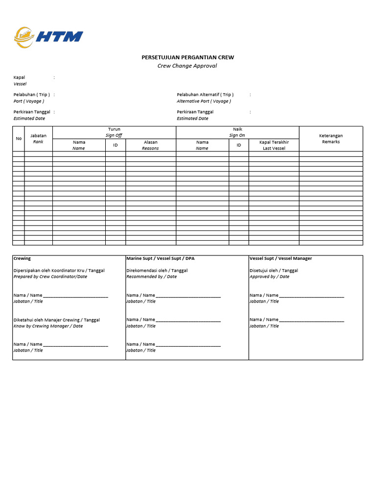 Crew Change Approval | PDF