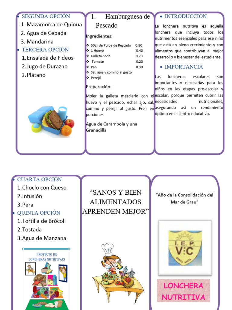 Triptico Lonchera Nutritiva2 | PDF