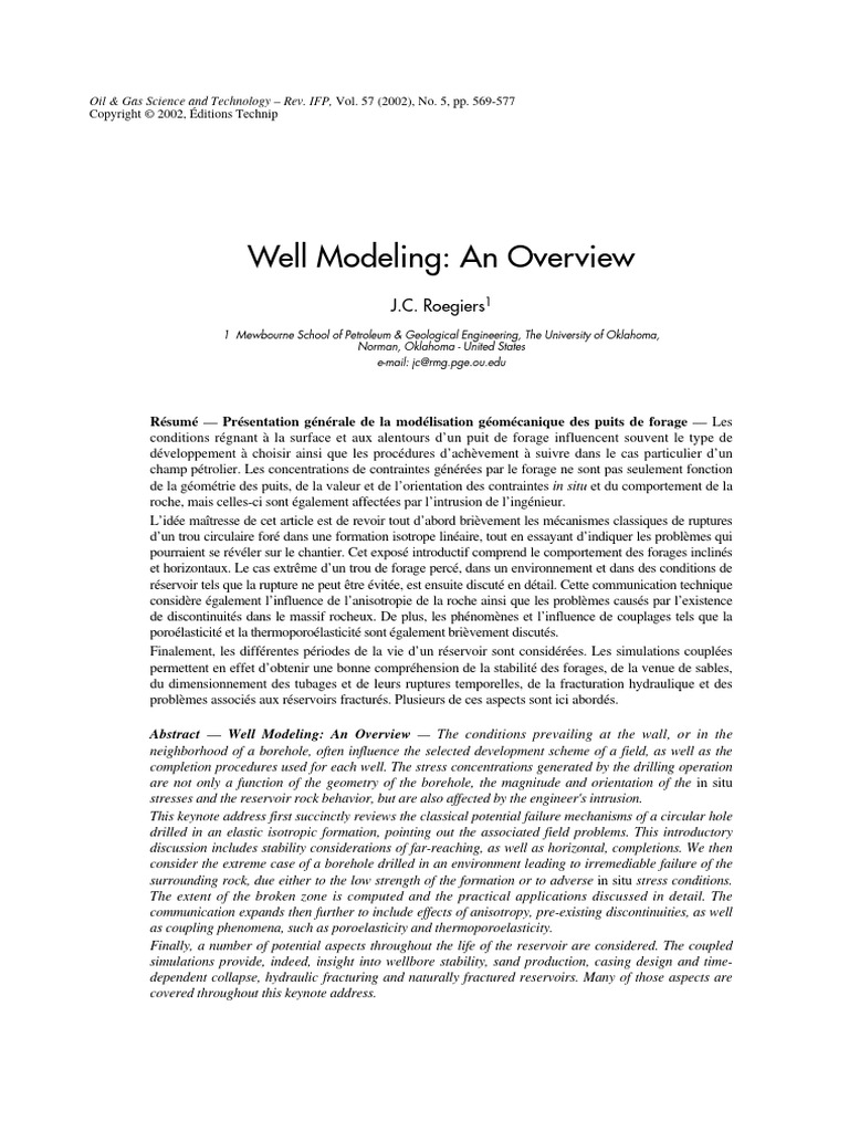 IFP-Well Modelling - An Overview | PDF | Stress (Mechanics) | Fracture