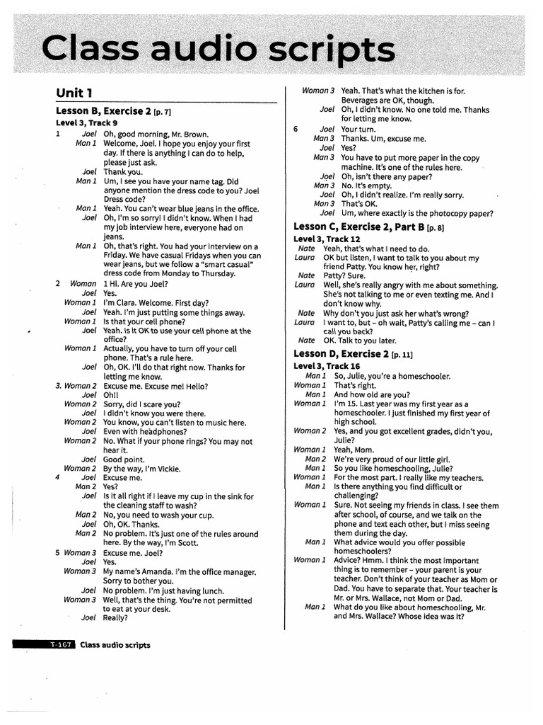 Four Corners 3 SB Audio Scripts | PDF