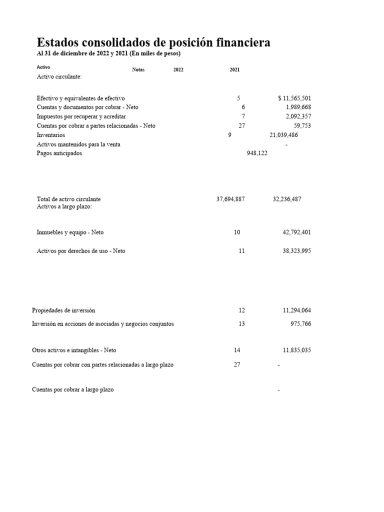 Estados Financieros Consolidados 2022 | PDF | Contabilidad | Compartir ...