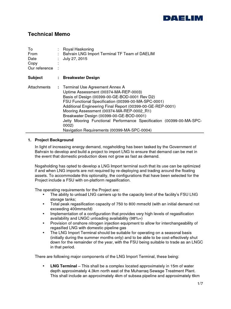 Bahrain LNG Tech Memo - Breakwater Design (RH) - Updated | PDF ...