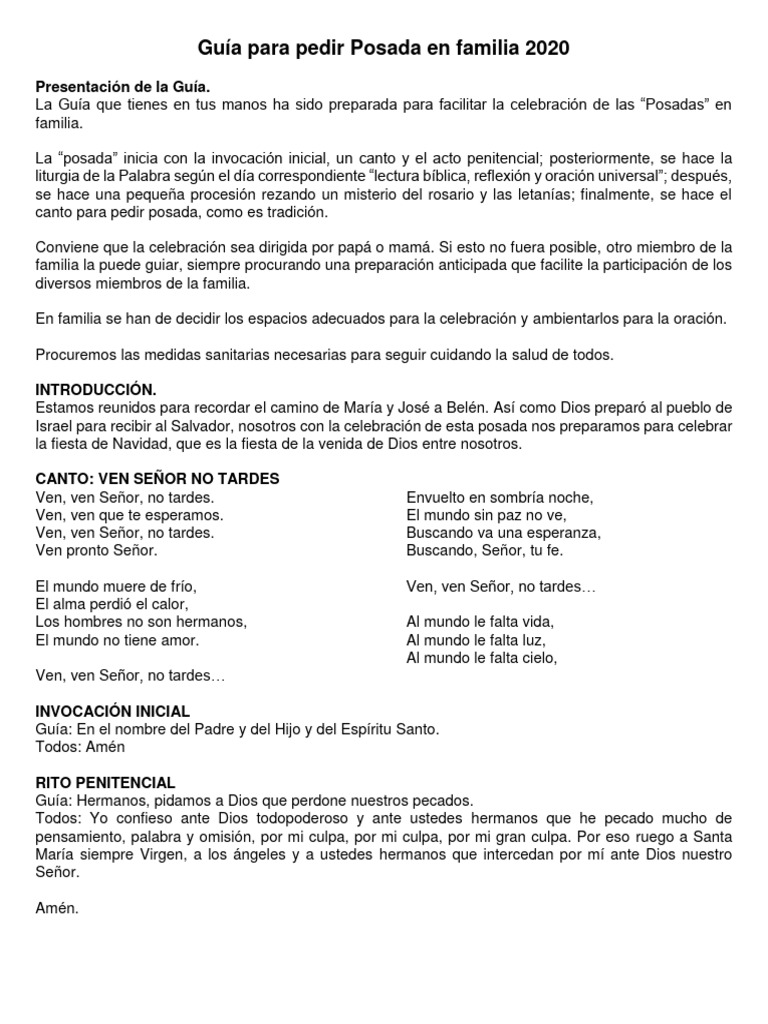 Guía para Pedir Posada en Familia 2020 | PDF | María, madre de Jesús | Natividad De Jesus