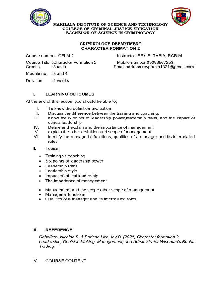 Cflm-2-Module 3-4 | PDF | Leadership | Power (Social And Political)