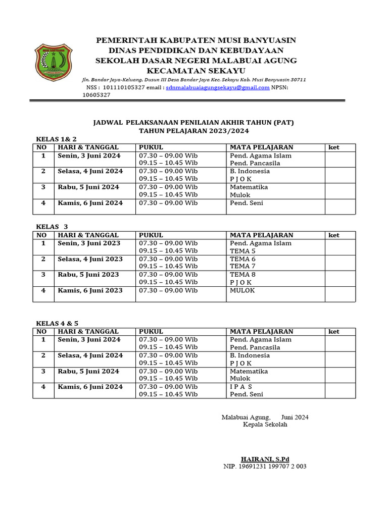 Jadwal Pat Sem Genap 2024 | PDF