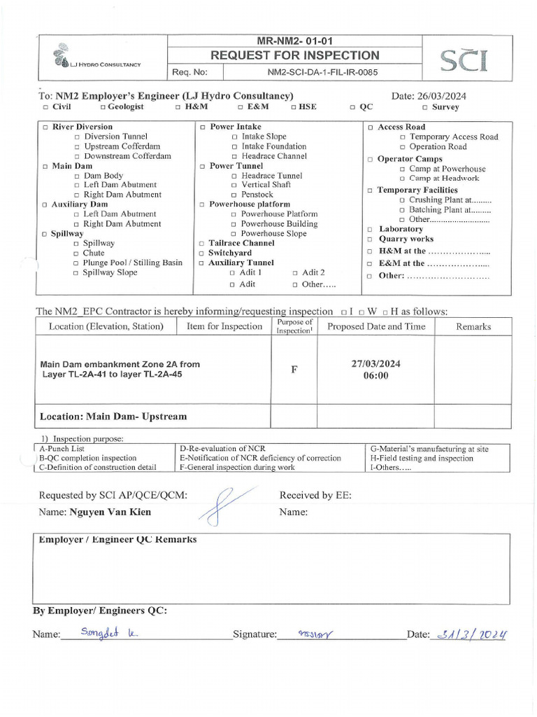 NM2-SCI-DA-1-FIL-IR-0085 - Inspection of Main Dam Upstream Zone 2A ...