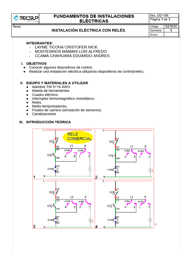Tarea 05_2024_2 Insta.con reles y reles temp.docx | Descargar gratis PDF | Relé | Ingenieria ...