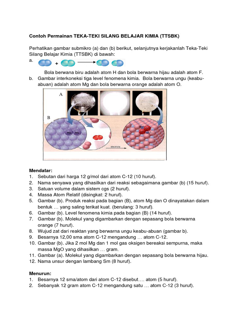 Contoh Permainan Teka-Teki Silang | PDF | Metode & Bahan Ajar