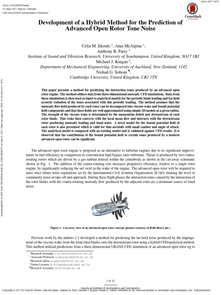 Development of A Hybrid Method For The Prediction of Advanced Open Rotor Tone | PDF ...