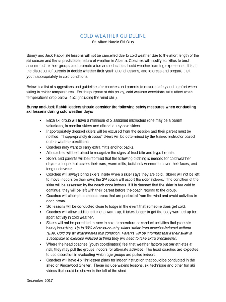Cold Weather Guideline | PDF