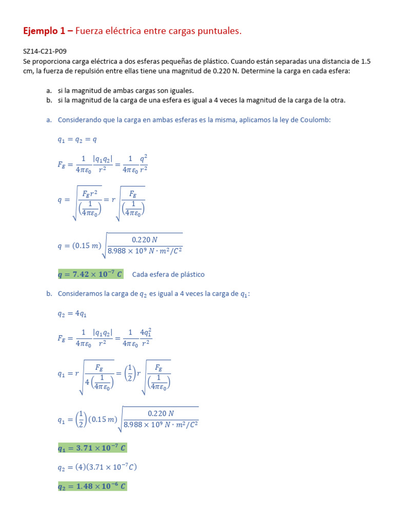 03 - Electricidad en Reposo - Problemas Resueltos | PDF | Fuerza ...