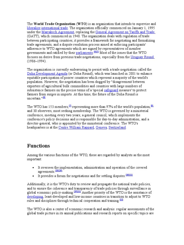 The World Trade Organization | PDF | Doha Development Round | World ...