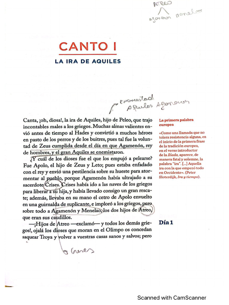 Canto 1 Iliada | PDF