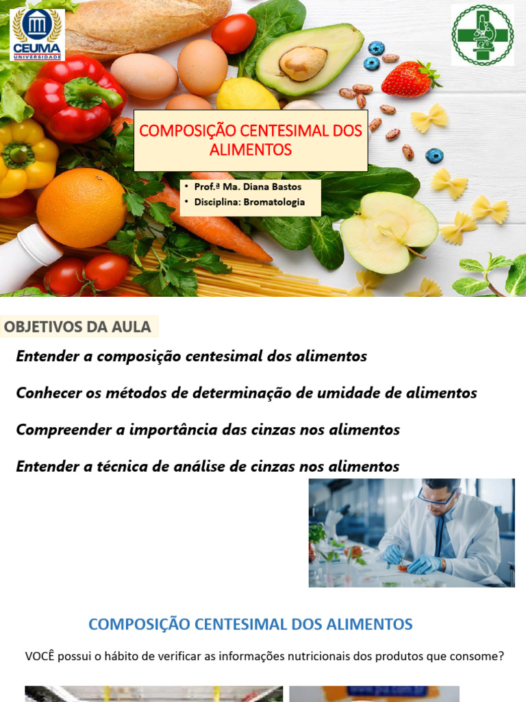 AULA 7 - Composição Centesimal Dos Alimentos - Umidade | Download ...