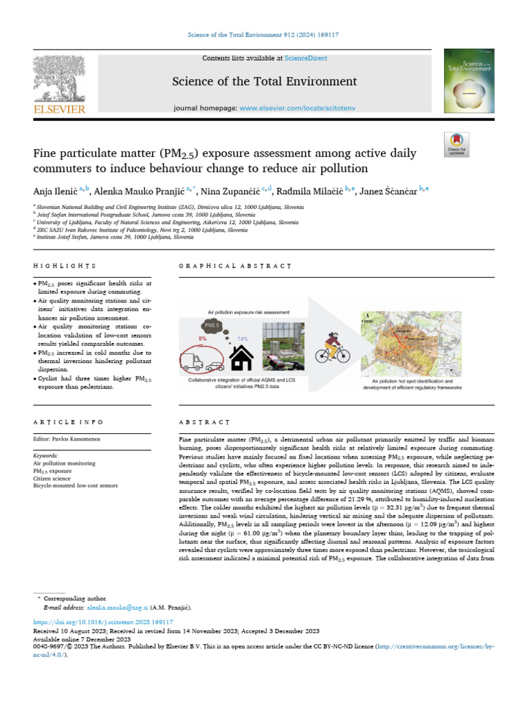 Fine Particulate Matter PM25 Exposure Assessment Among Active Daily | PDF | Air Pollution ...