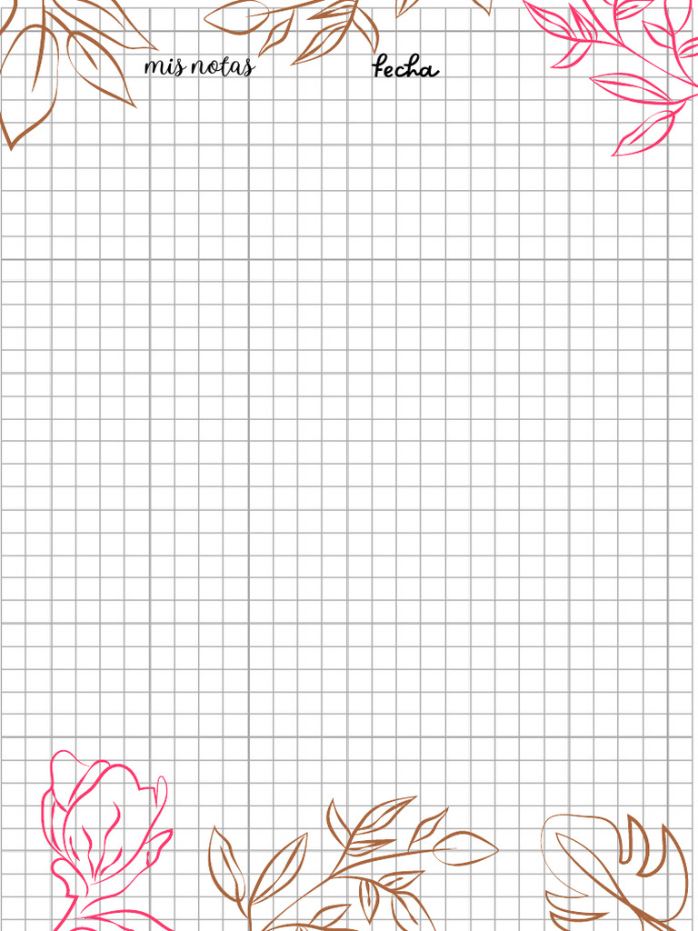 Hoja de Notas Linda y Floral Verde | PDF