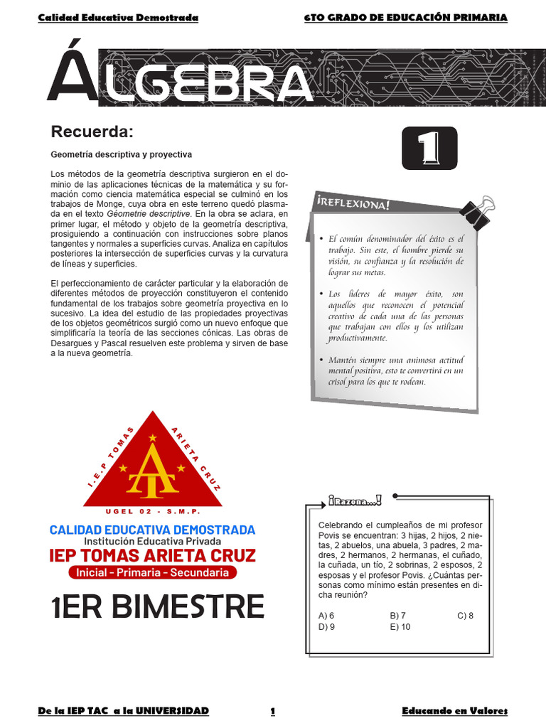 Algebra 6to Primaria | PDF | Exponenciación | Geometría