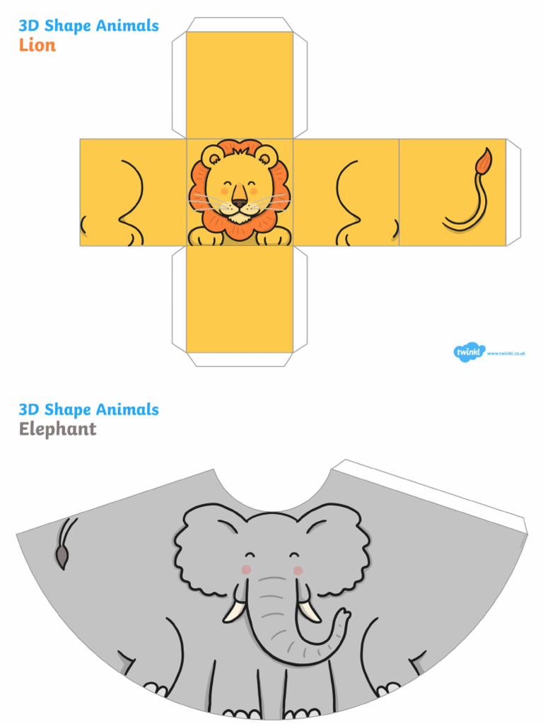 T N 2877 AnimalThemed 3D Shape Nets Ver 2 | PDF
