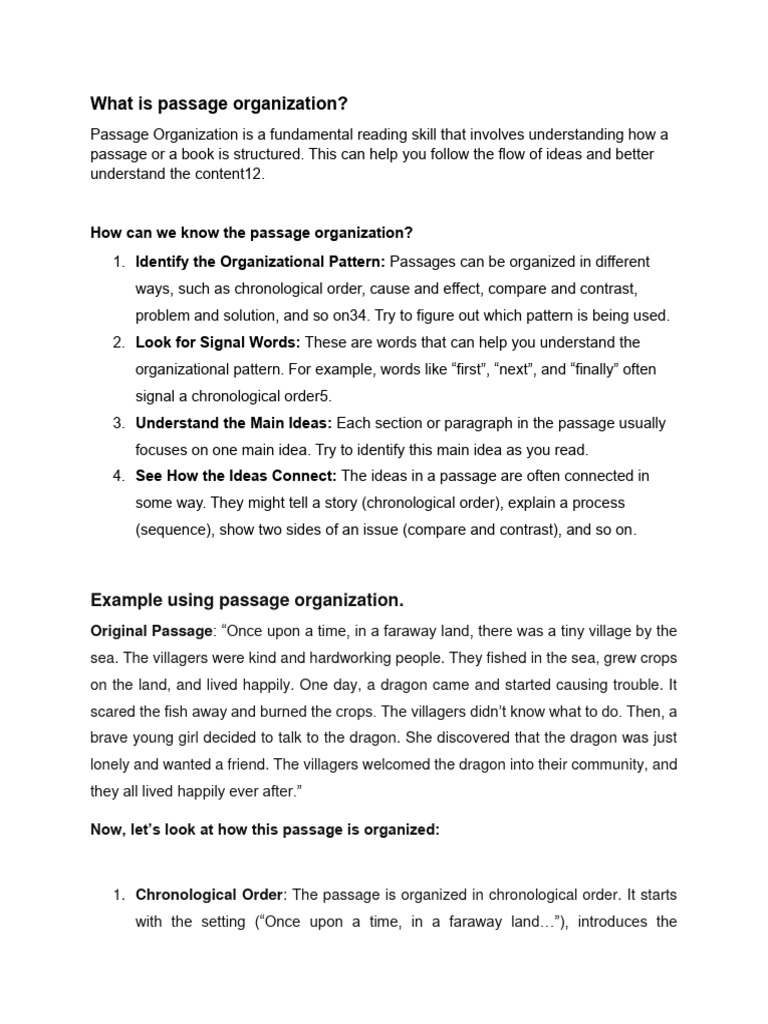 Passage Organization | PDF