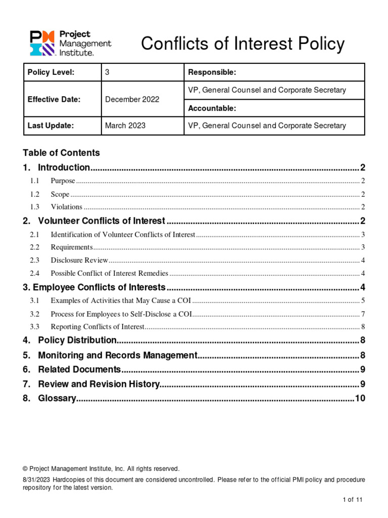 Conflict of Interest Policy | PDF | Conflict Of Interest | Employment