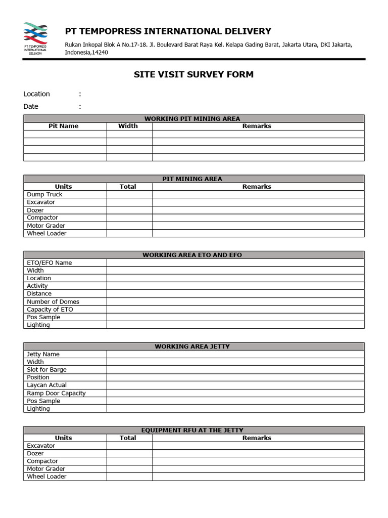 FORM AND CHECKLIST SURVEY (Blank) | PDF | Jakarta | Road