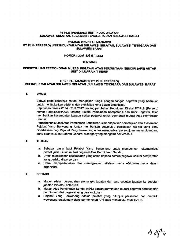 Edaran GM UIW Sulselrabar APS 2021 | PDF