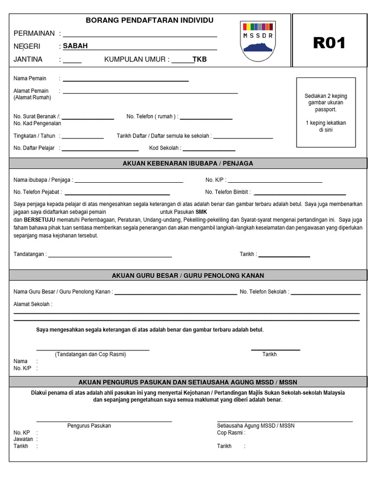 1.borang R01 - MSSDR | PDF