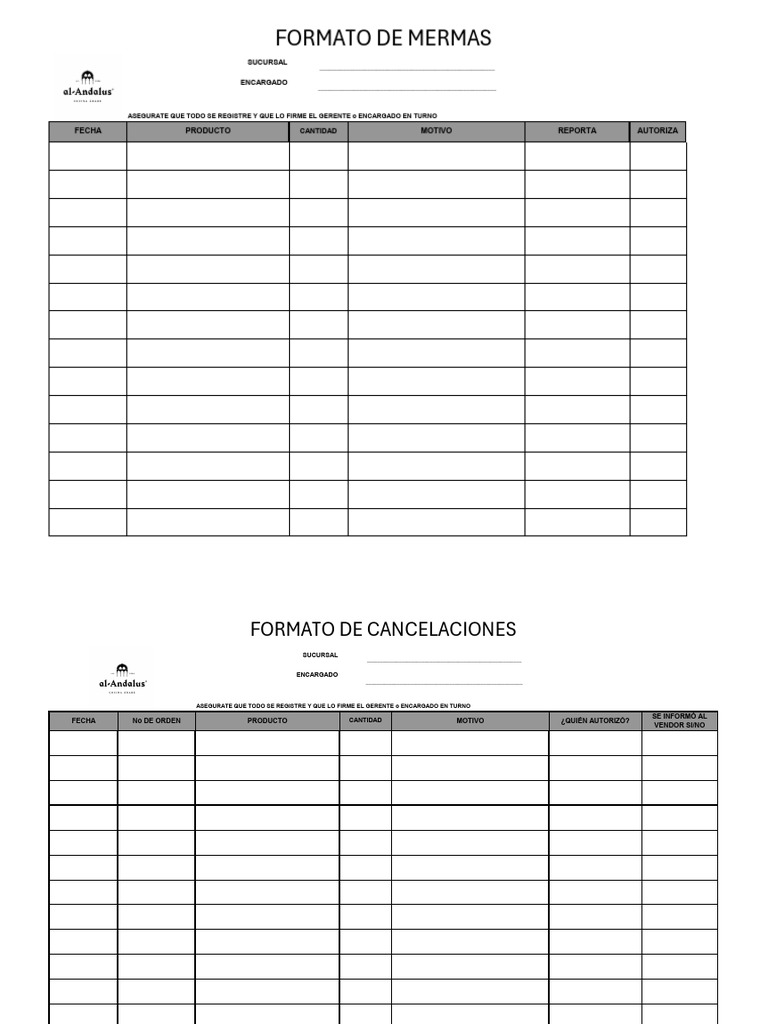 FORMATO MERMAS | PDF