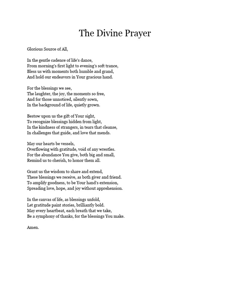 The Divine Prayer Is Here | PDF | Blessing | Gratitude