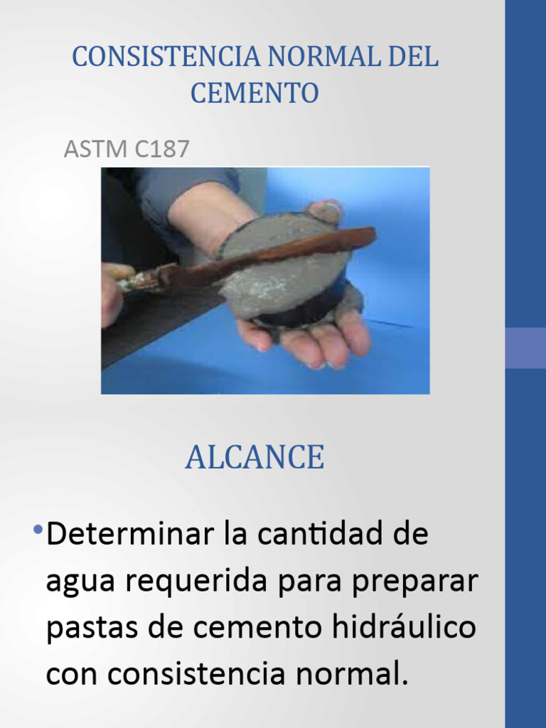 Astm C187. Consistencia Normal Del Cemento | PDF | Cemento