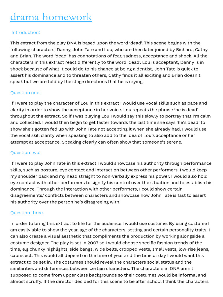 drama homework | PDF | Guilt (Emotion)