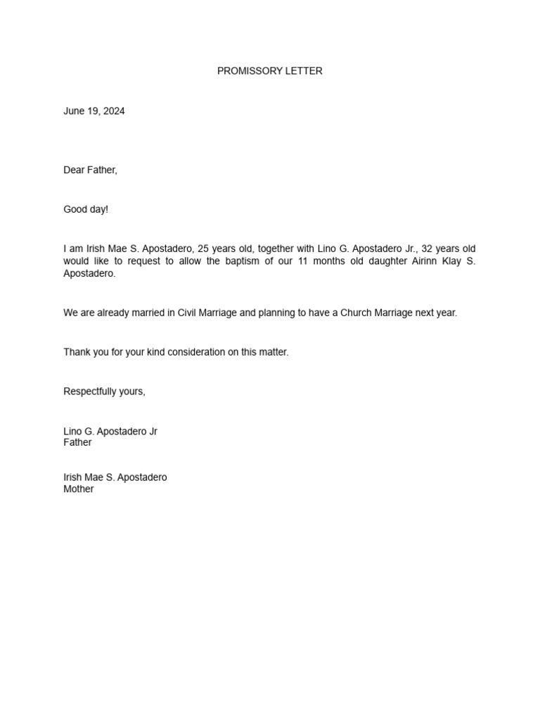 Promissory Letter | PDF