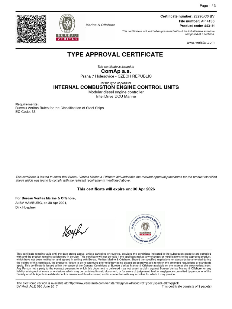 Certificate Ems Marine BV Ta 2026 | PDF | Input/Output | Software