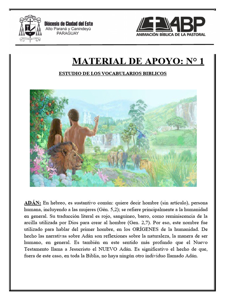 1º MATERIAL DE APOYO ADAN Y EVA | Descargar gratis PDF | Jardín del ...