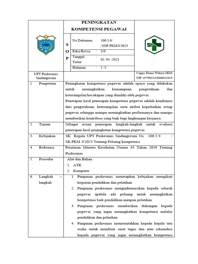 Sop Peningkatan Kompetensi Pegawai | PDF