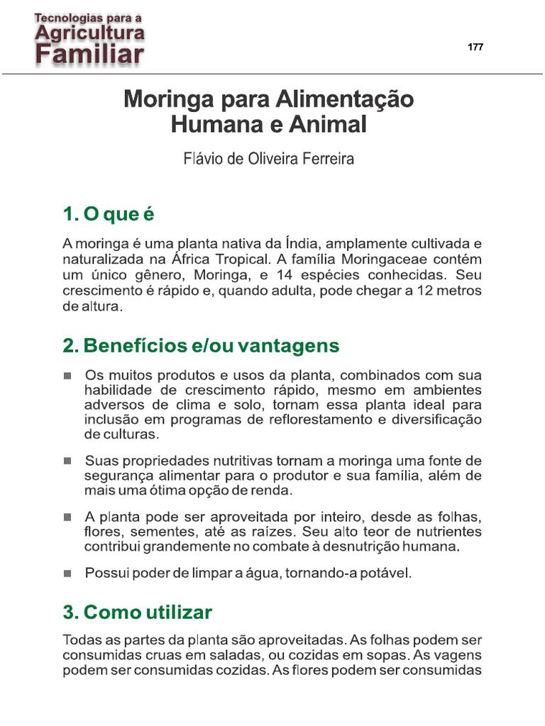 Moringa para Alimentação Animal e Humana | PDF | Teaching Methods ...