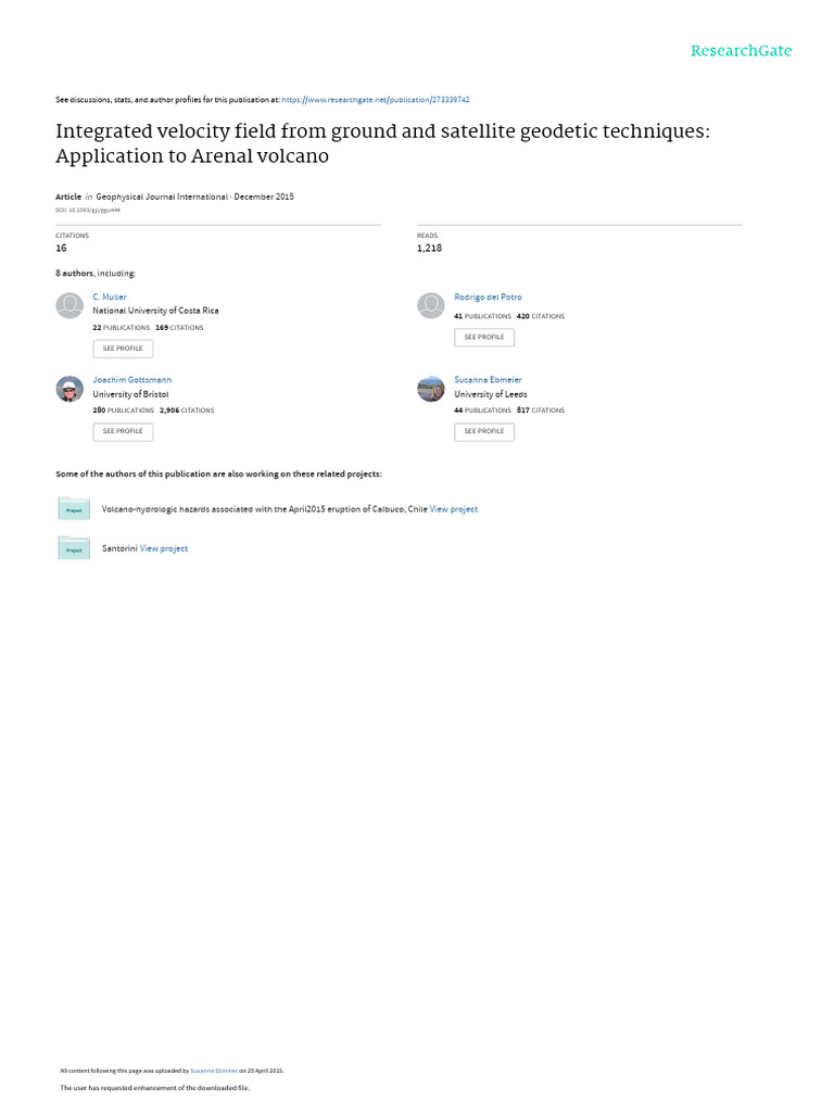 Integrated Velocity Field From Ground and Satellite Geodetic Techniques ...