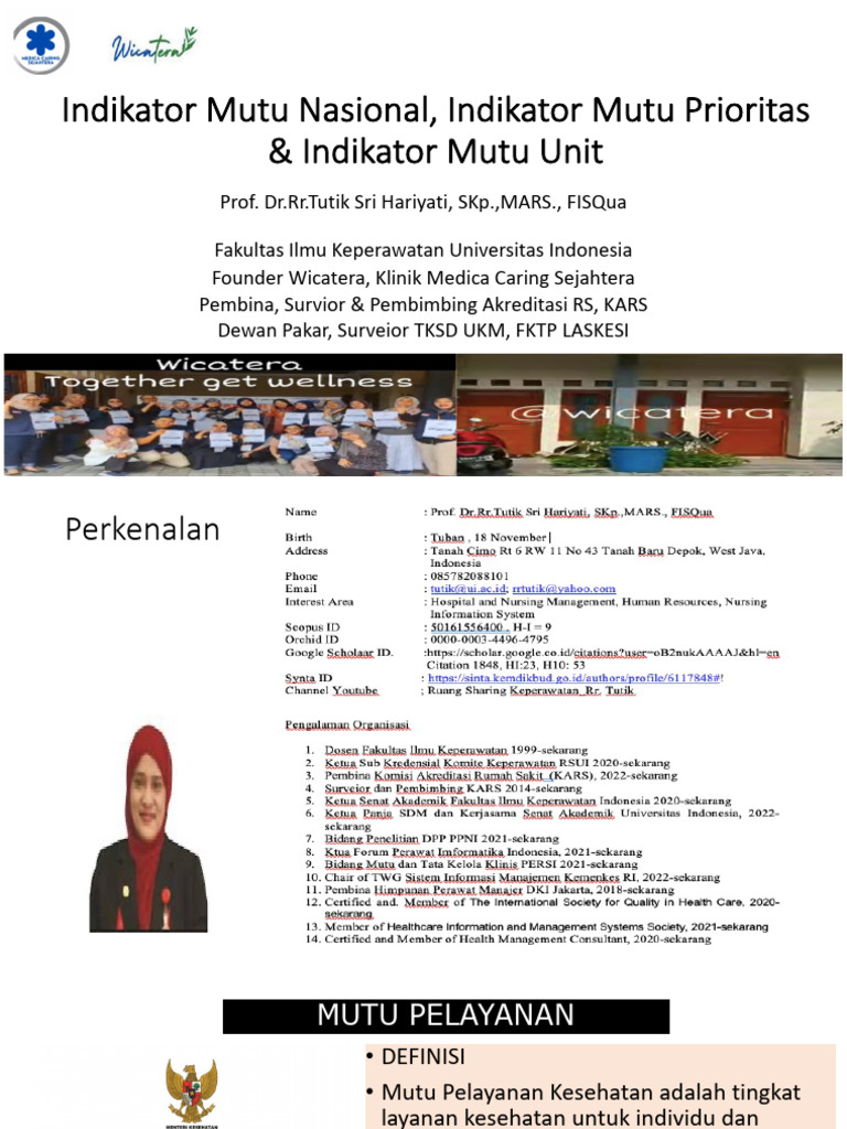 Indikator Mutu Nasional, Prioritas, Unit | PDF | Pengembangan Diri | Kesehatan Holistik