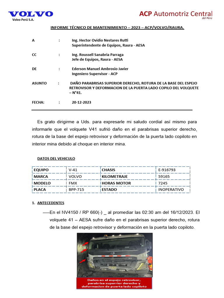 Informe Tecnico Volquete v41 | PDF | Industria automotriz | Vehículos terrestres