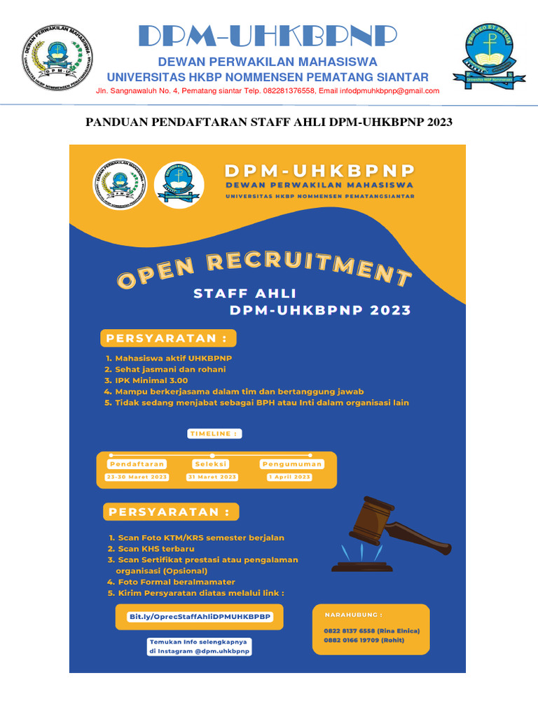 Panduan Pendaftaran Staff DPM-UHKBPNP 2023 | PDF