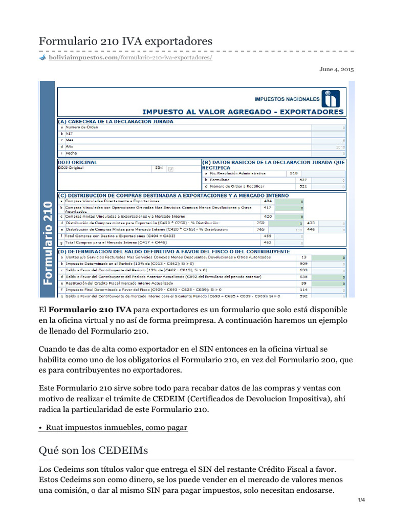 Formulario 210 IVA Exportadores | PDF | Contabilidad | Impuestos