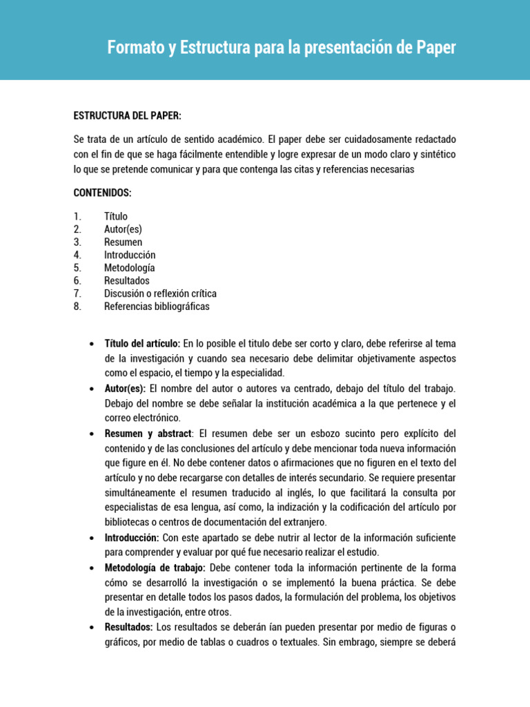 Formato Paper | PDF | Publicación Académica