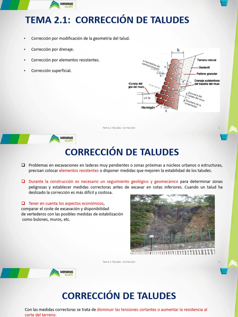2.1-taludes-correccion | PDF | Agua subterránea | Fundación profunda