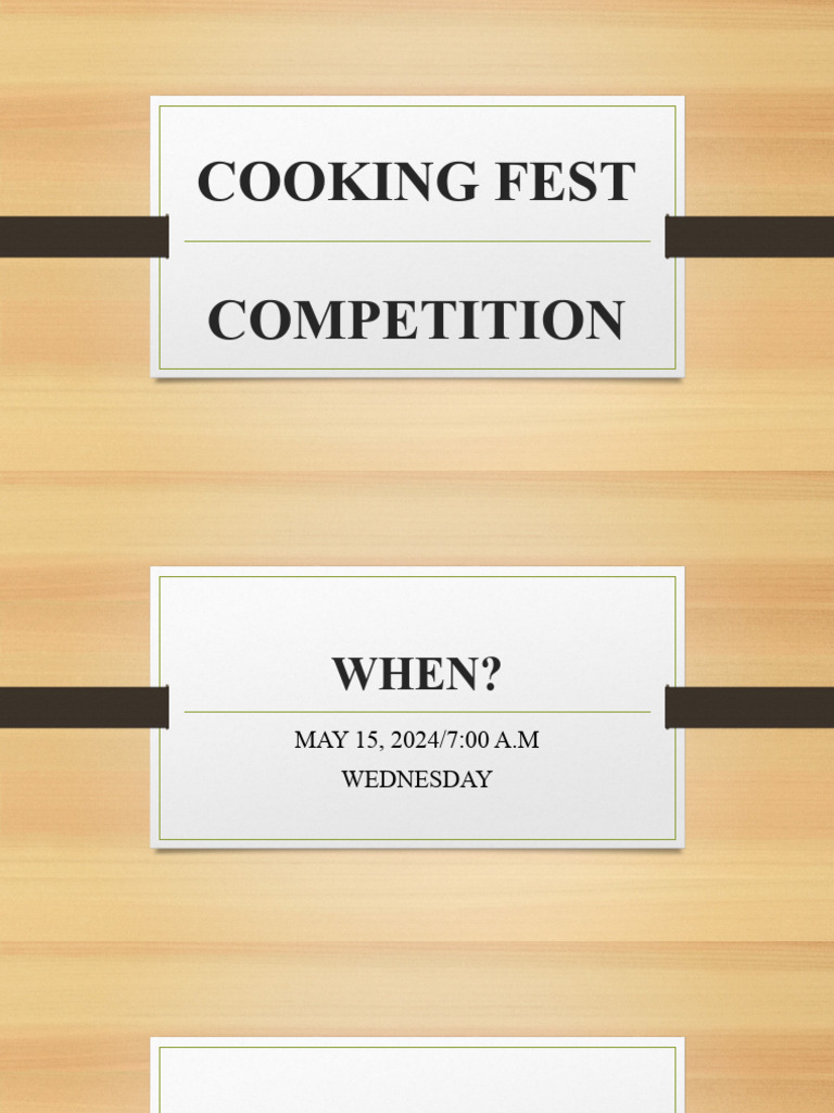 Cooking Fest Presentation | PDF | Career & Growth | Home & Garden