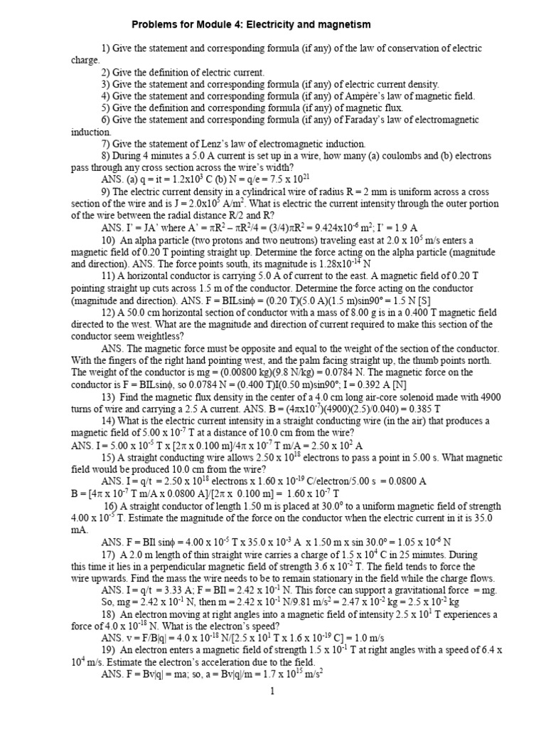 Electricity and Magnetism Problems | PDF | Inductor | Magnetic Field