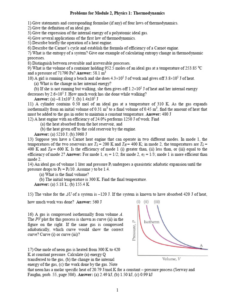 Module 2-THERMODYNAMICS-problems-2024-sent - Physic1 | PDF | Heat | Entropy