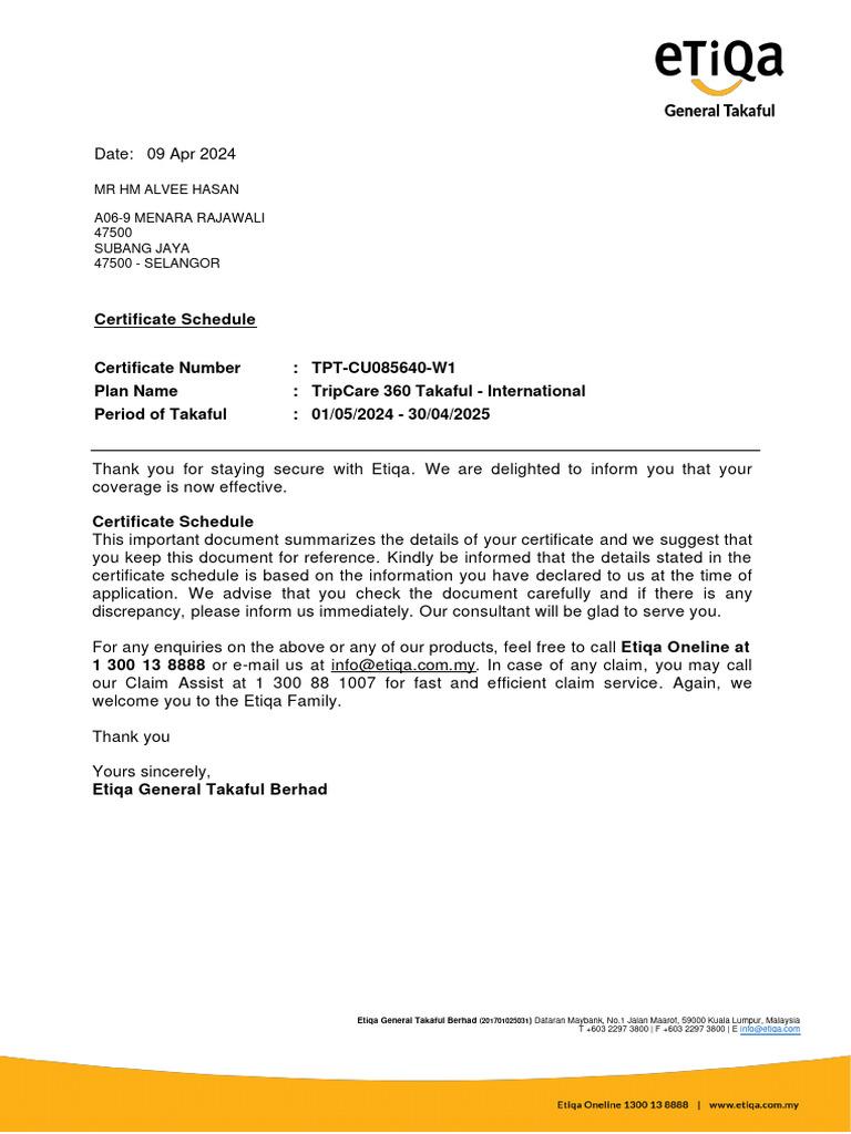 Etiqa Travel Health Insurance | PDF | Infection | Taxes